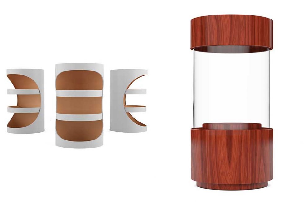 Elegant Veneered Plywood Cylinders in Various Wood Veneers